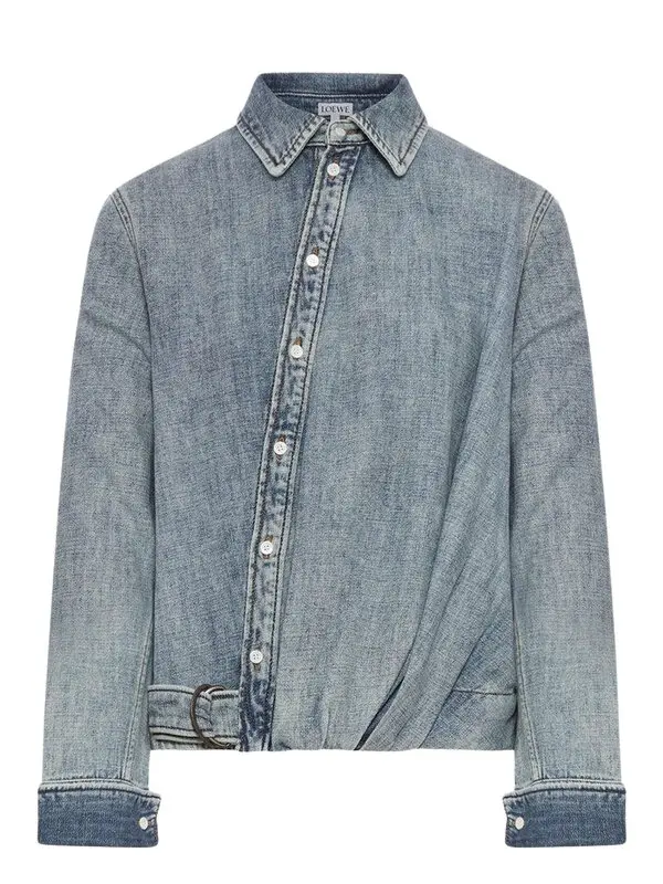 Loewe Draped Washed Denim Shirt - Blue