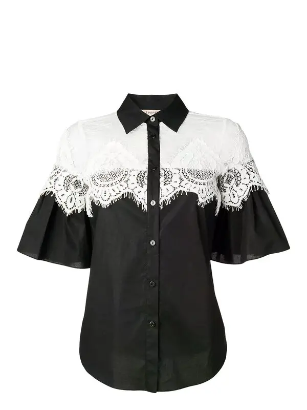 TWINSET Lace Panel Shirt - Black