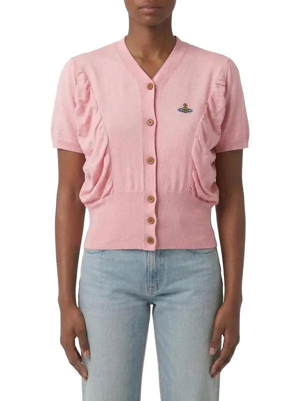 VIVIENNE WESTWOOD Wool And Silk Cardigan With Ruffles - Pink
