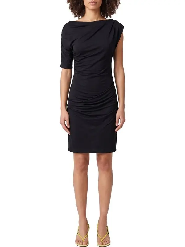 Jacquemus Asymmetrical One-shoulder Mini Dress - Black