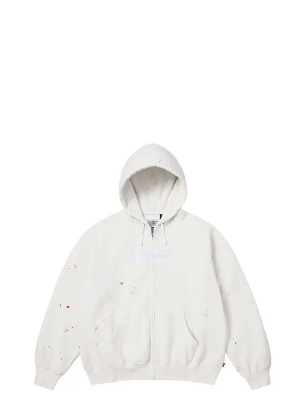 Supreme X Mm6 Maison Margiela Box Logo Zip Up Hooded Sweatshirt - White