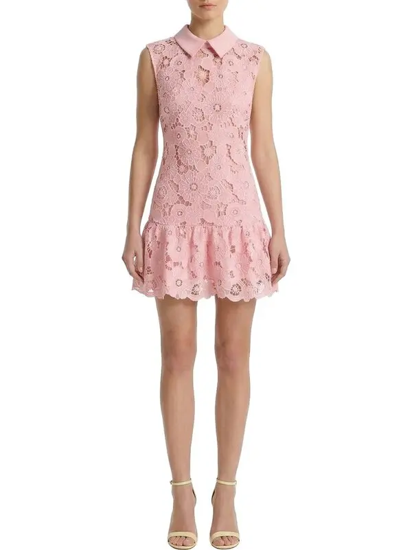 SELF-PORTRAIT Collared Lace Mini Dress - Pink