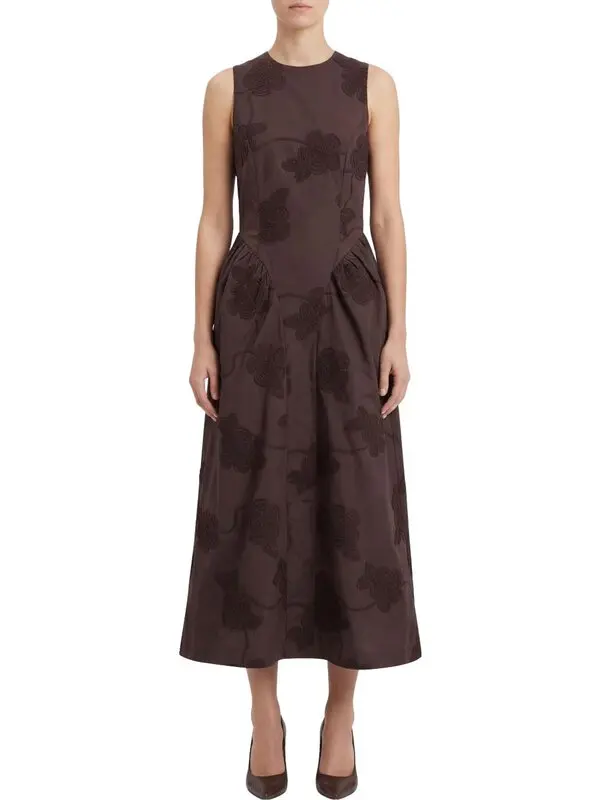 ROTATE BY BIRGER CHRISTENSEN Midi Dress - Brown