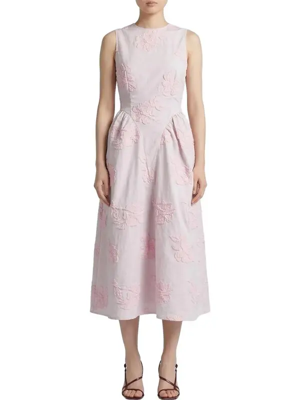 ROTATE BY BIRGER CHRISTENSEN Embroidered Midi Dress - Pink