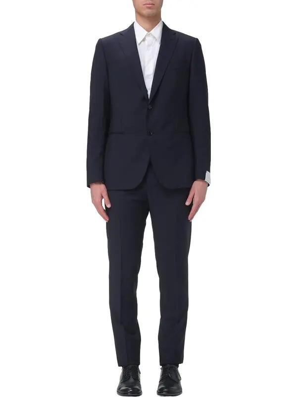 Caruso Single-breasted Wool Blend Suit By - Blue