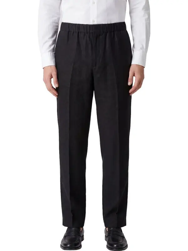 LARDINI Linen Wide-leg Trousers - Black