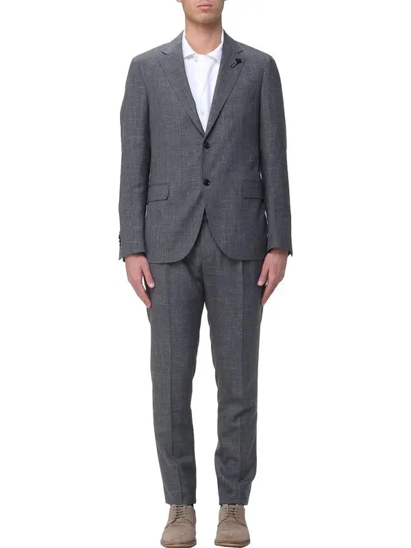 LARDINI Single-breasted Wool And Silk Suit - Charcoal