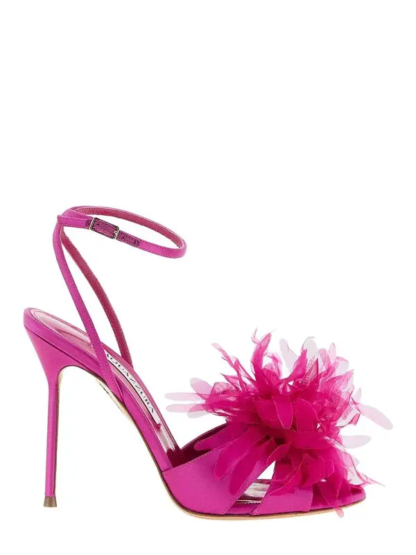 AQUAZZURA Poème Satin And Tulle Sandals - Fuchsia