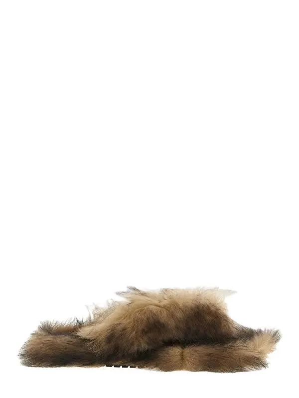 Dolce & Gabbana Fur Flip Flops - Brown