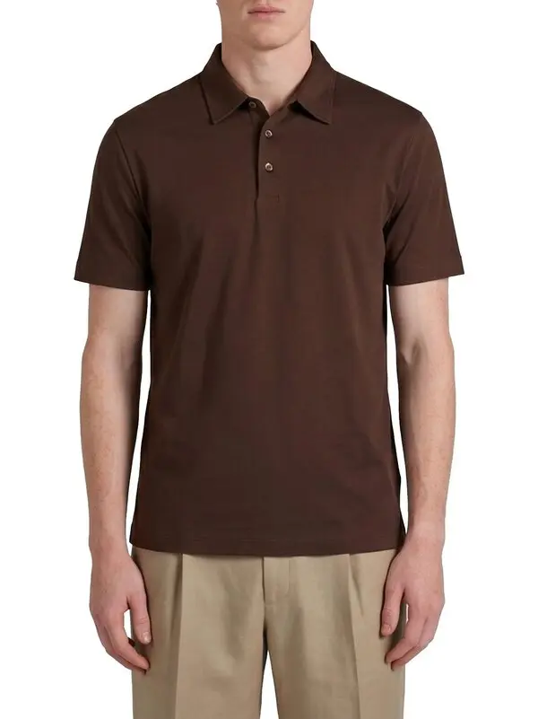 ZANONE Cotton And Silk Polo Shirt - Brown