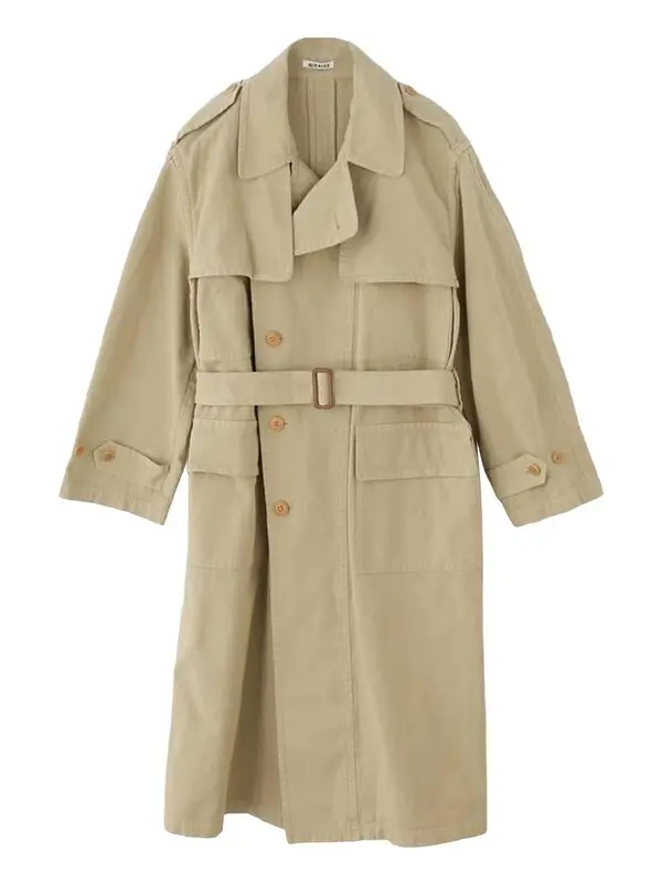 Auralee Garment-dyed Textured Chino Coat - Tan