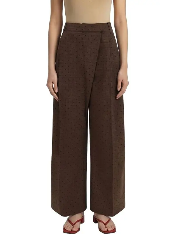 GANNI Wide Leg Pants - Coffee