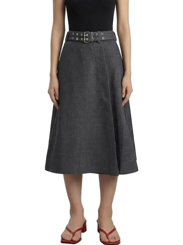 GANNI Belted Skirt - Charcoal