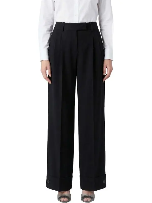 Giorgio Armani Palazzo Trousers In Silk - Black
