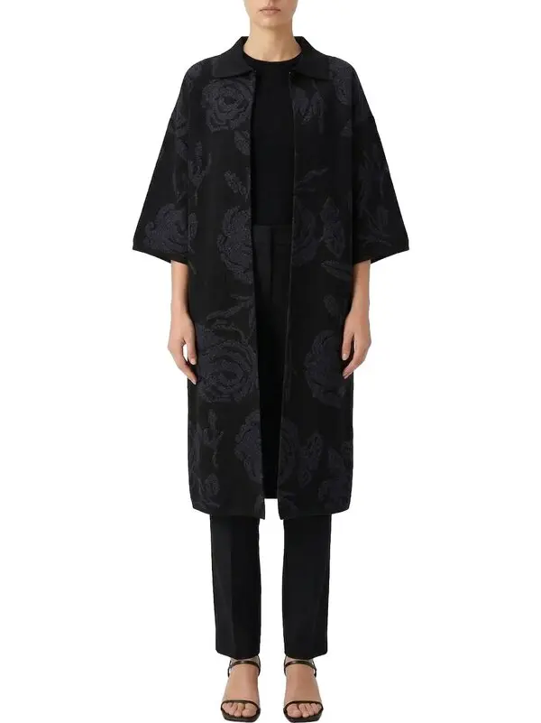 Liviana Conti Floral Print Coat - Black