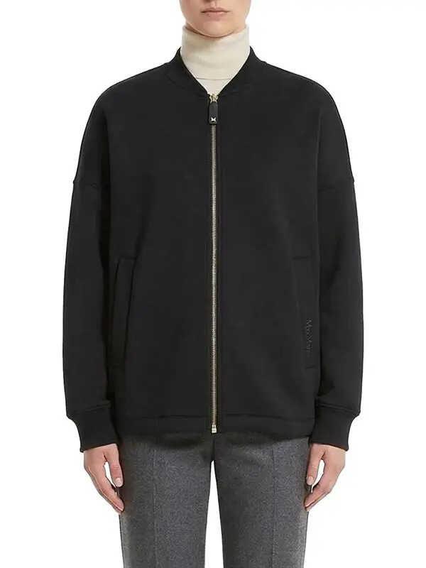 Max Mara Cotton Blend Bomber Jacket - Black