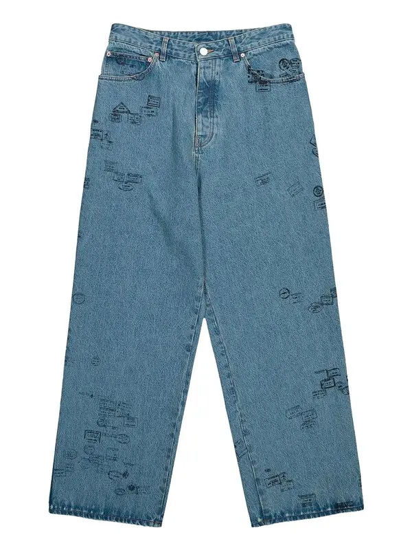 Vetements Passport Stamps Jeans - Blue