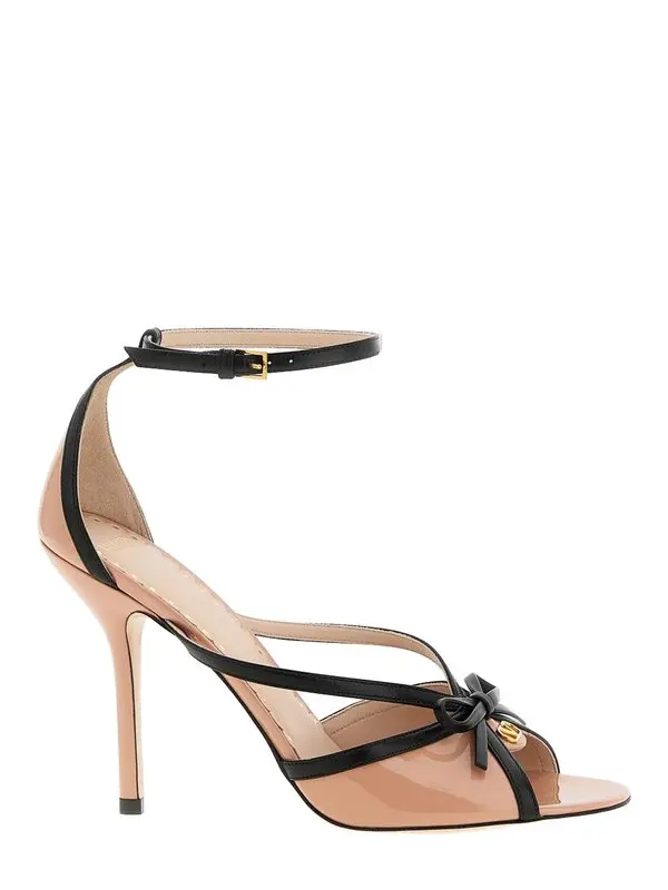 Valentino Garavani Patent Leather Stiletto Sandals With Bow Detailing - Pink