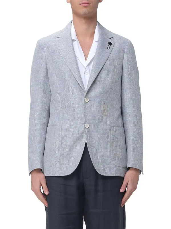 LARDINI Wool And Linen Blazer - Blue