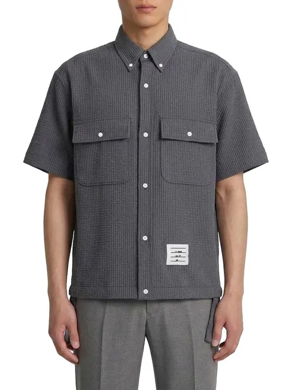 Thom Browne Textured Button-down Shirt - Grey