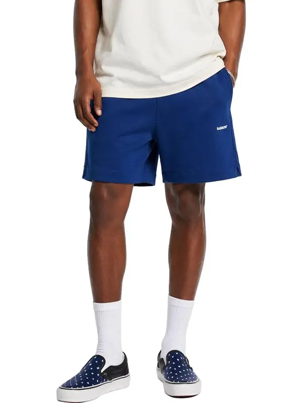 BARROW Cotton Sports Shorts With Logo Detail - Ink