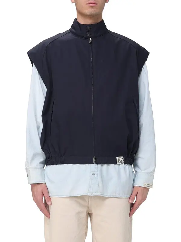 GOLDEN GOOSE Sleeveless Cotton Bomber Jacket - Blue