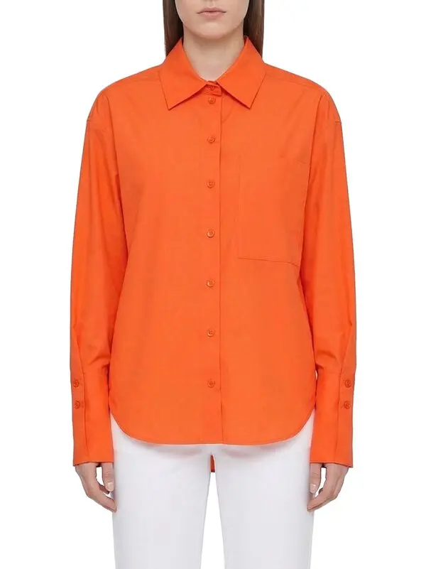 Patrizia Pepe Polyester Long Sleeve Shirt With Classic Collar - Orange