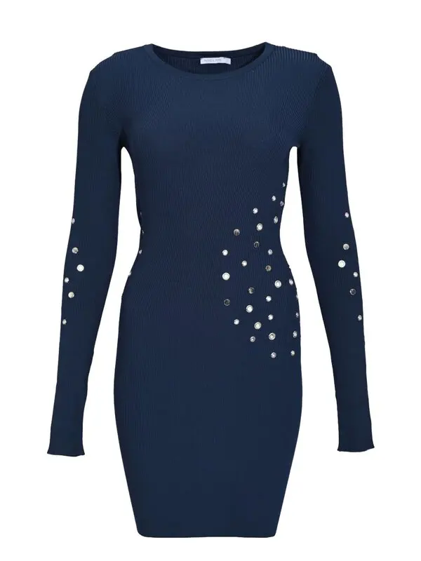 Patrizia Pepe Viscose Mini Dress With Metal Eyelets - Blue