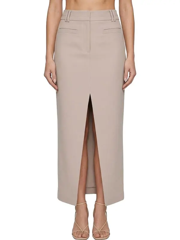 Patrizia Pepe Viscose Midi Skirt With Slit - Grey