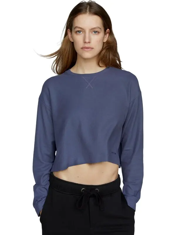 ATM Anthony Thomas Melillo Pique Cropped Boxy T-shirt - Dusk Blue