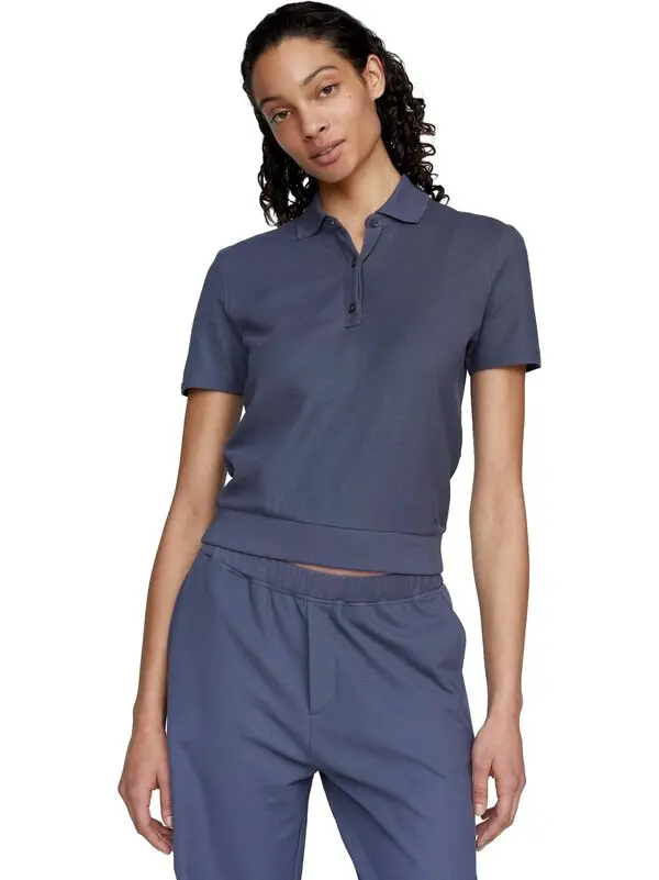 ATM Anthony Thomas Melillo Pique Short Sleeve Polo Top - Dust Blue