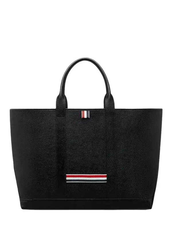 Thom Browne Calfskin Leather Medium Tote Bag - Black