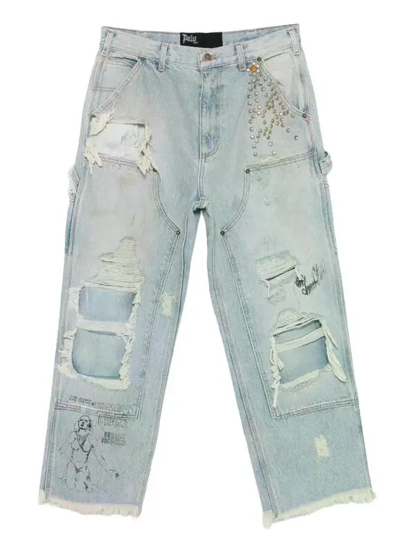 PALY Studded Ripped Jeans - Blue