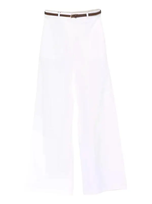 Max Mara Belted Wide-leg Trousers - White