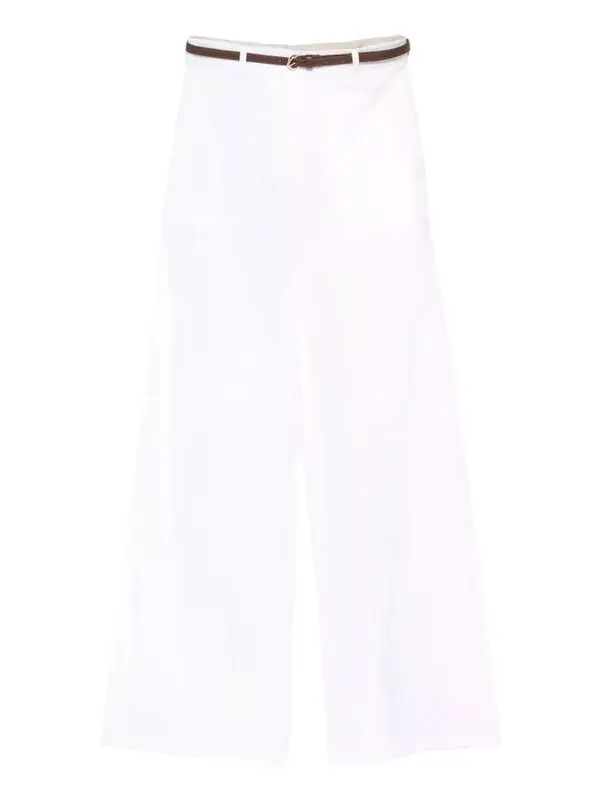 Max Mara Belted Wide-leg Trousers - White