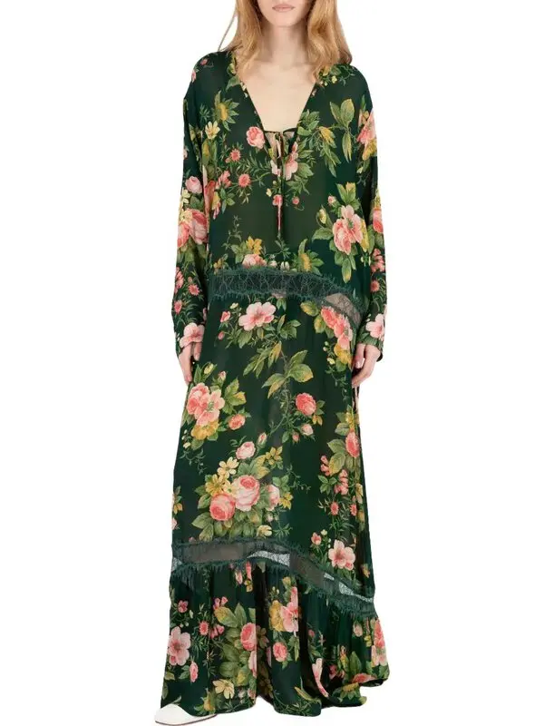 SOCIETE ANONYME Romantic Floral Lace Maxi Dress - Green