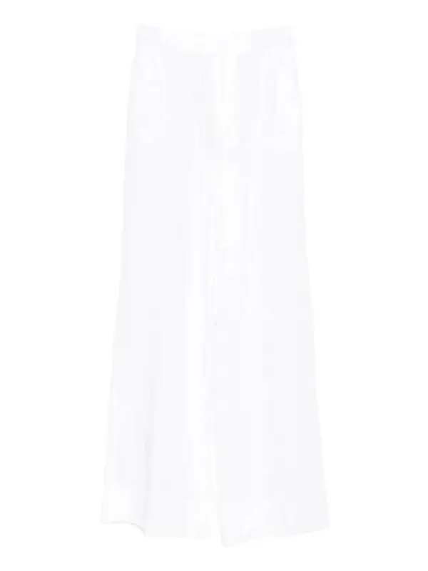 TWINSET Wide Leg Linen Trousers - White