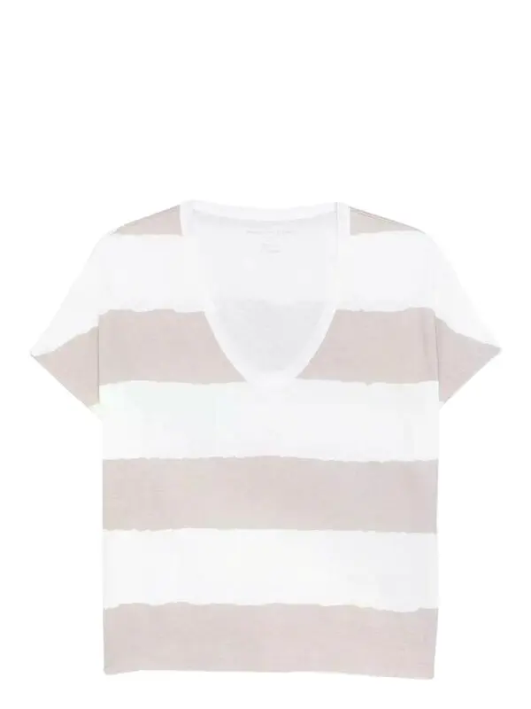 Majestic Filatures Striped V-neck T-shirt - White