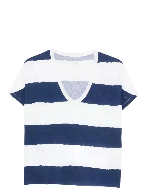 Majestic Filatures Striped V-neck T-shirt - Blue
