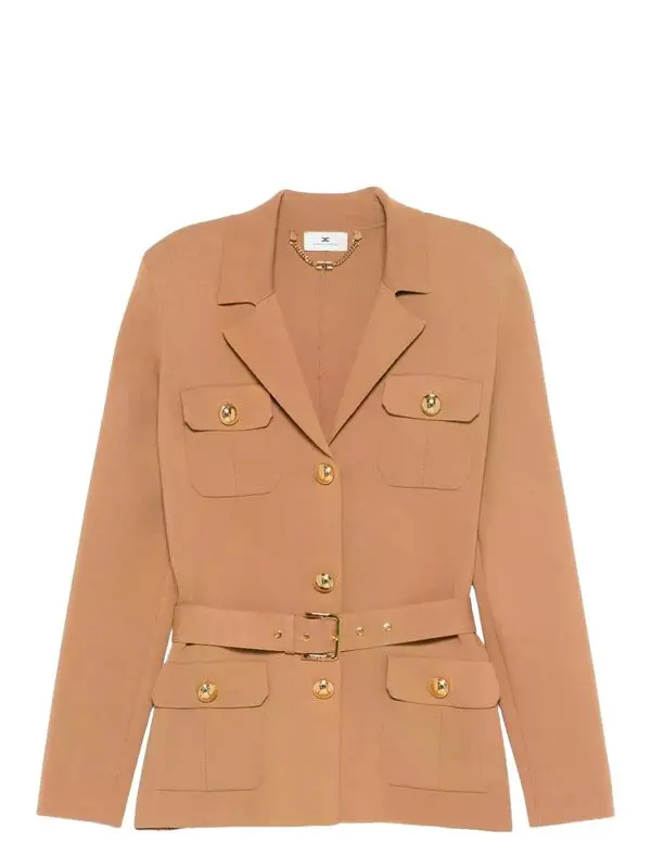 Elisabetta Franchi Buttoned Belted Jacket - Neutrals