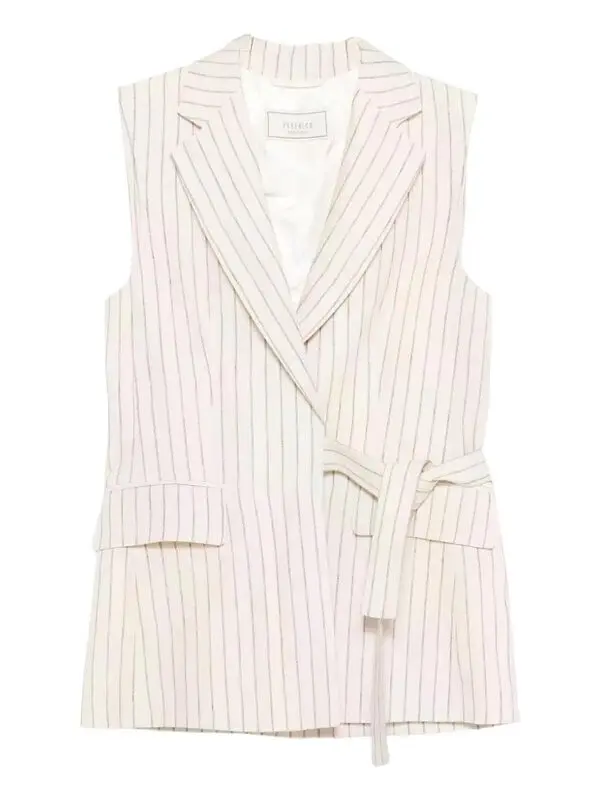 Peserico Striped Tie-waist Sleeveless Vest - Neutrals
