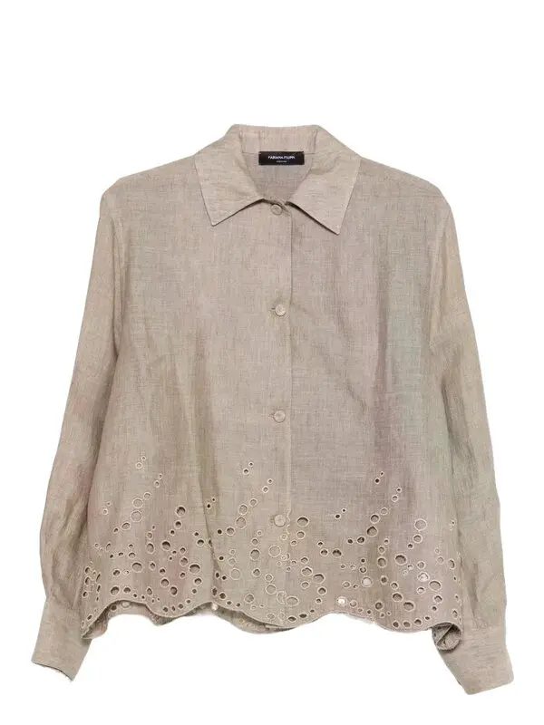 Fabiana Filippi Long-sleeve Eyelet Shirt - Neutrals