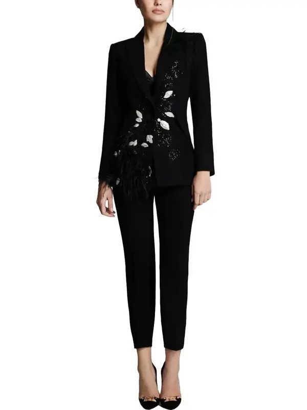 IMROSKA Feather-detail Embellished Blazer - Black