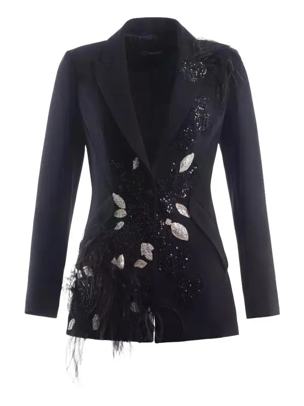 IMROSKA Feather-detail Embellished Blazer - Black