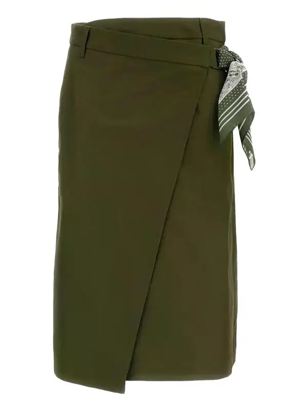 True Royal Wrap Skirt With Scarf Tie - Green