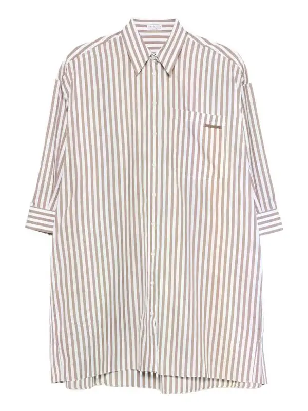 Brunello Cucinelli Striped Pocket Shirt - Brown