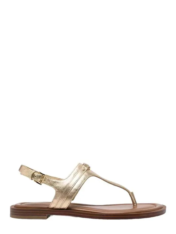 Michael Kors Mandy T-strap Flat Sandals - Gold