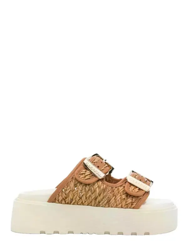 Casadei Buckle-detail Woven Sandals - Brown