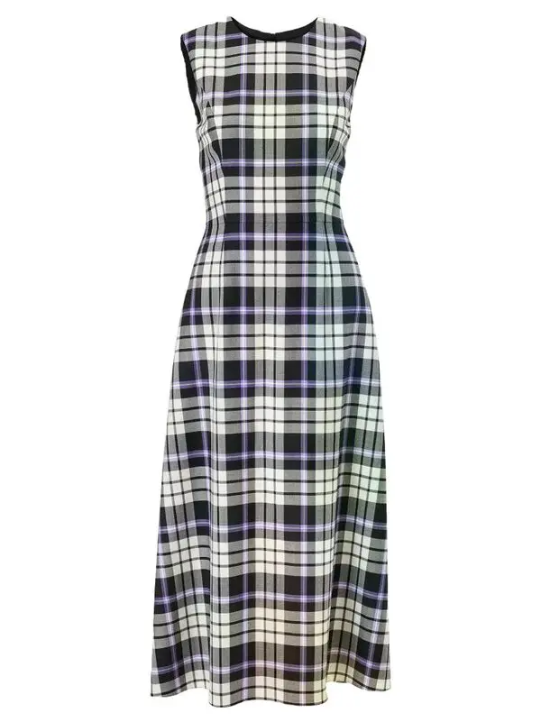 Carolina Herrera Plaid A-line Midi Dress - White