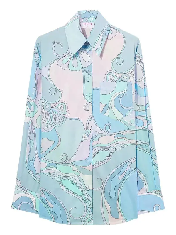 Emilio Pucci Orchidee-print Cotton Shirt - Blue